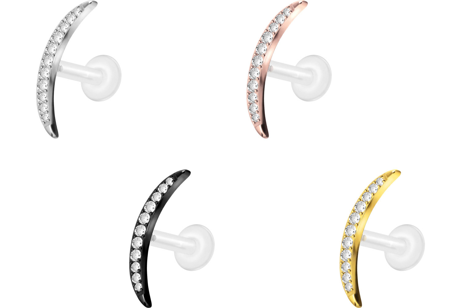 PTFE labret with internal thread + titanium attachment CRYSTAL MOON ...